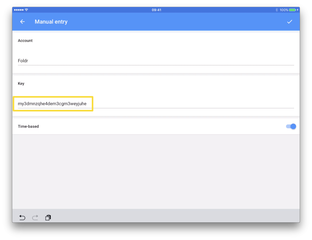 Logging in with two factor authentication - Foldr