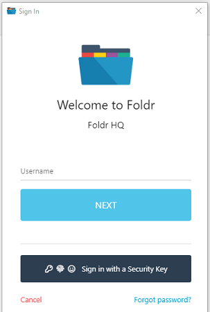 Blank Sign-In Window (Windows App) - Foldr